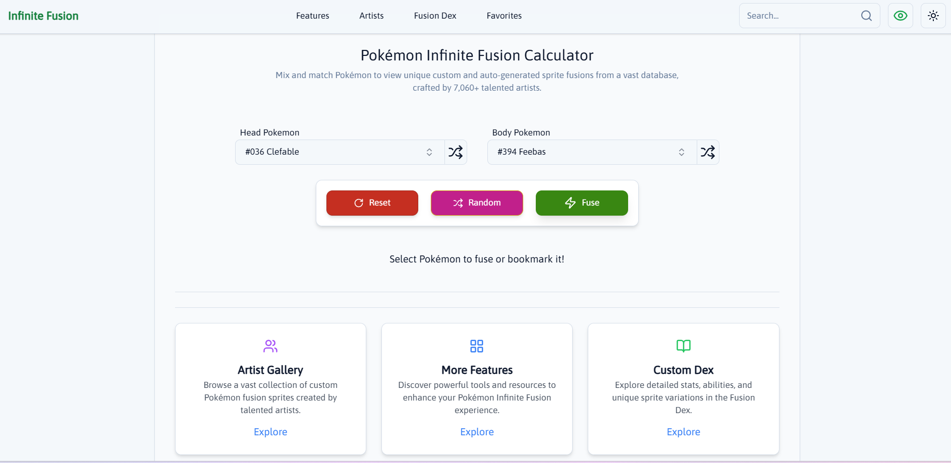 Pokémon Infinite Fusion Calculator V7